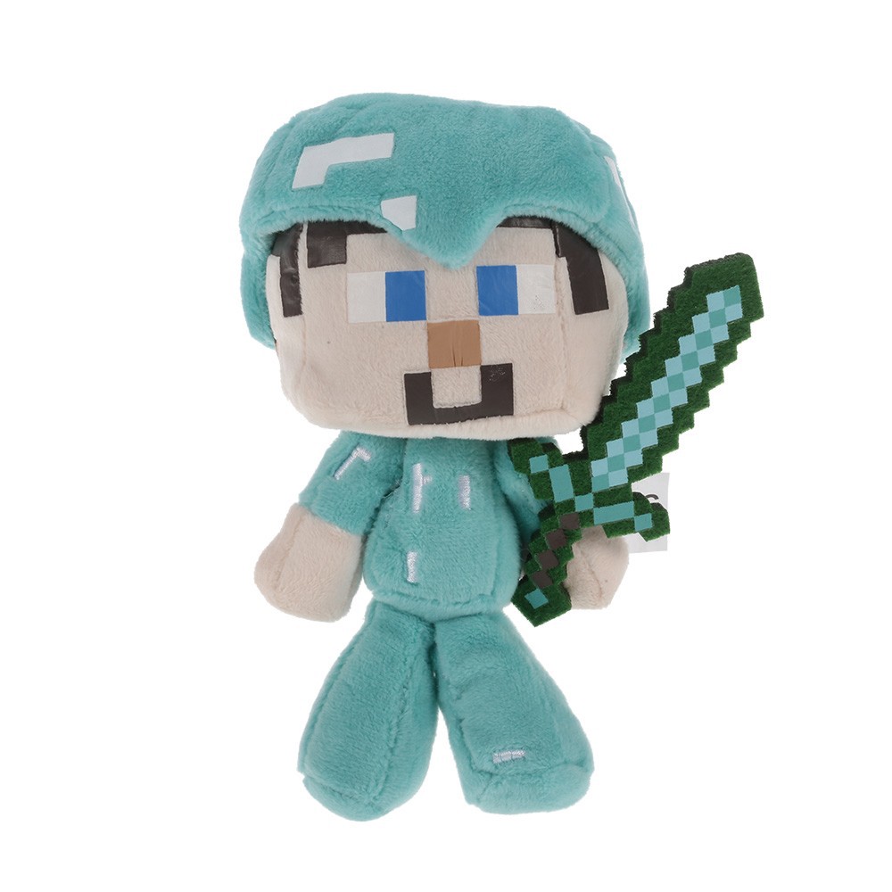 Minecraft Steve Plush Toys 16cm Minecraft Steve With Diamond Sword ...