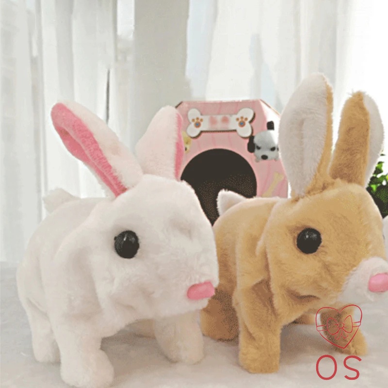 Electric Rabbit Toy Cute Walking Wiggle Ears Realistic Stuffed Animal ...