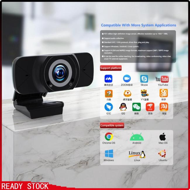 【Ready COD】 1080P HD Web Camera With Microphone USB Webcams Computer ...