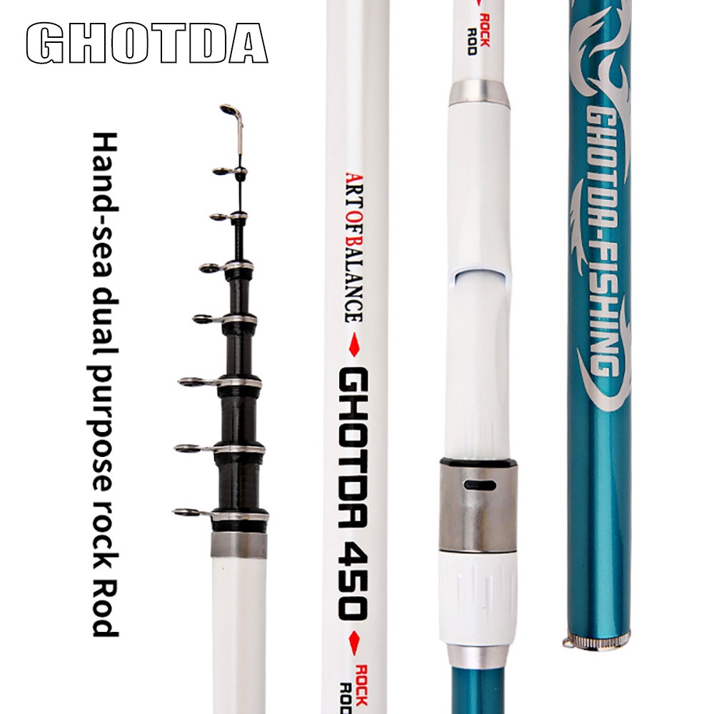 คันเบ็ดGHOTDA Carbon rock fishing rod 3.6M 4.5M 5.4M 6.3M hard telescopic pole freshwater ...