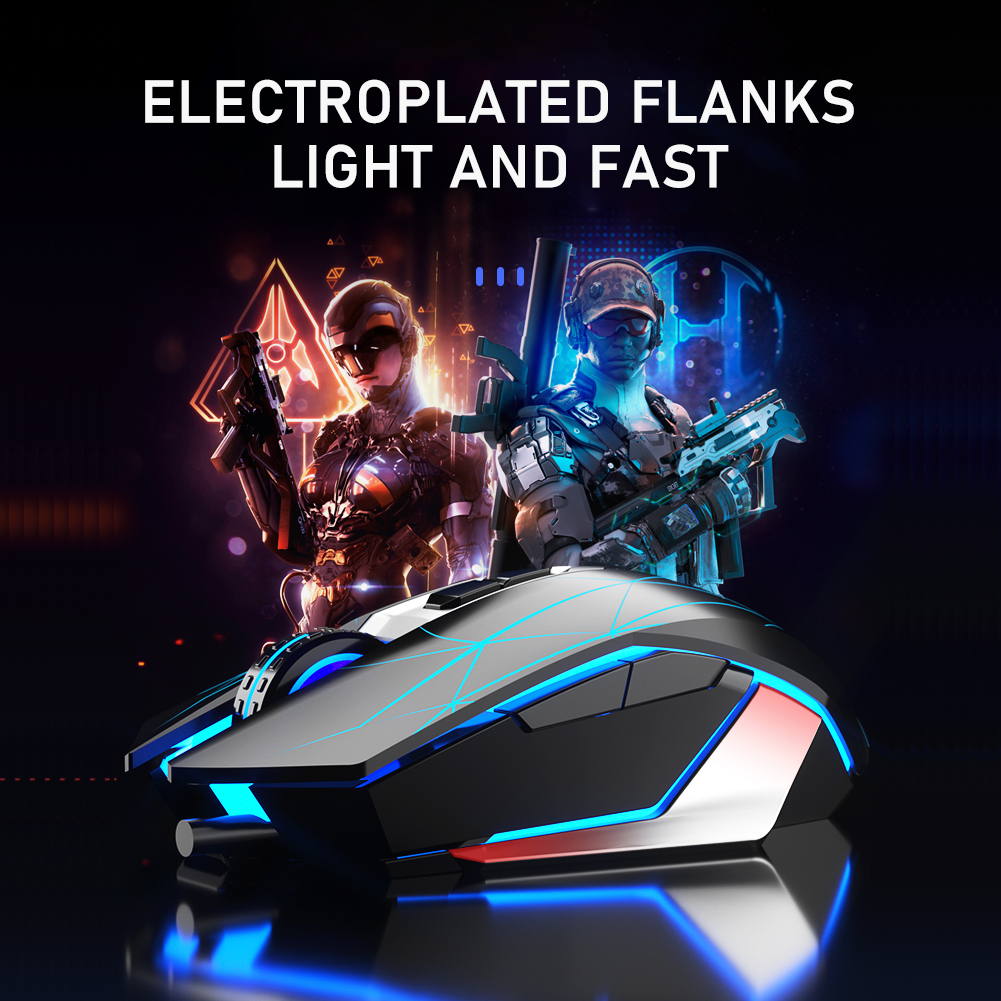 AULA S50 Gaming Mouse 4 DPI support Marco Programmable Cool Lighting ...