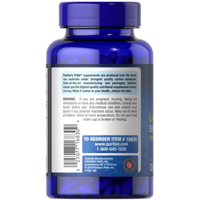 Puritans Pride L-CARNITINE 500 mg. ขนาด 120 เม็ด ช่วยเผาผลาญไขมัน ...