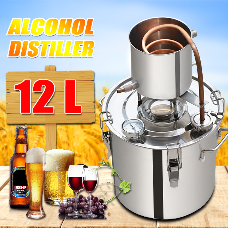 12Lน้ำแอลกอฮอล์Distillerเครื่องกลั่นเหล้ามูนไชน์ทองแดงหลอดHomeเหล้าไวน์ทำชุดสแตนเลสหม้อไอน้ำ ...