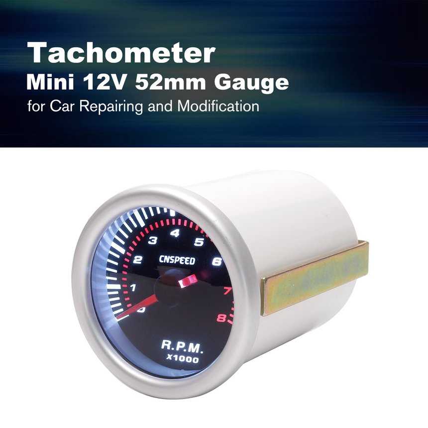 1CNSPEED 52mm Car Engine Pointer Tachometer Tacho Gauge Meter 8000 RPM ...