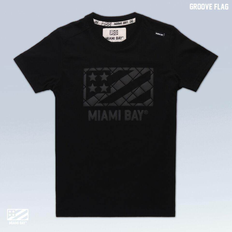 เสื้อคอกลม แบรนด์ Miami bay รุ่น Groove flag สี ดำ TXOL | Shopee Thailand