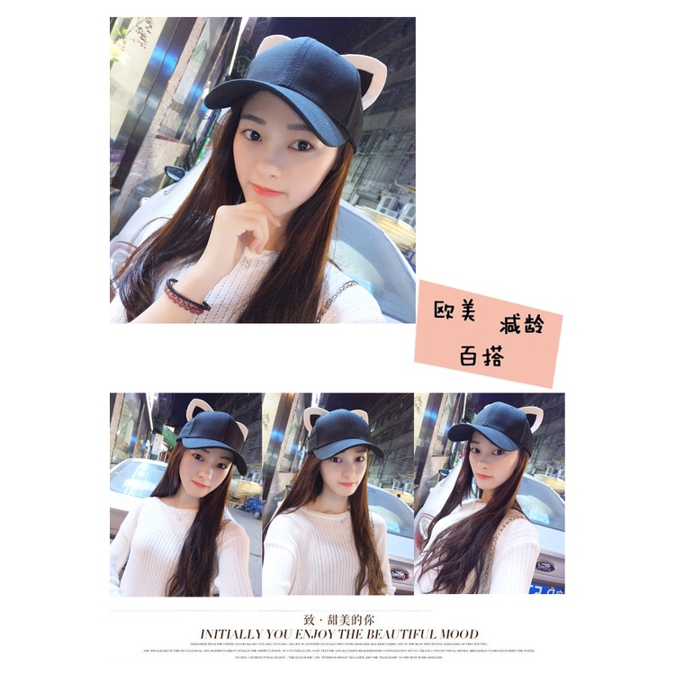 The new cat ears baseball cap for women and girl made of pure cotton ...