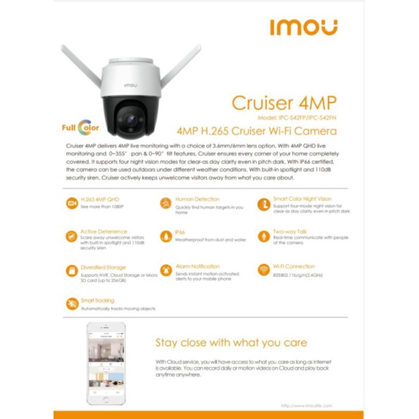 Imou Cruiser 4MP (IPC-S42FP) ภาพสี 24 ช.ม. ระบบติดตามอัจฉริยะ พูดคุยโต้ ...