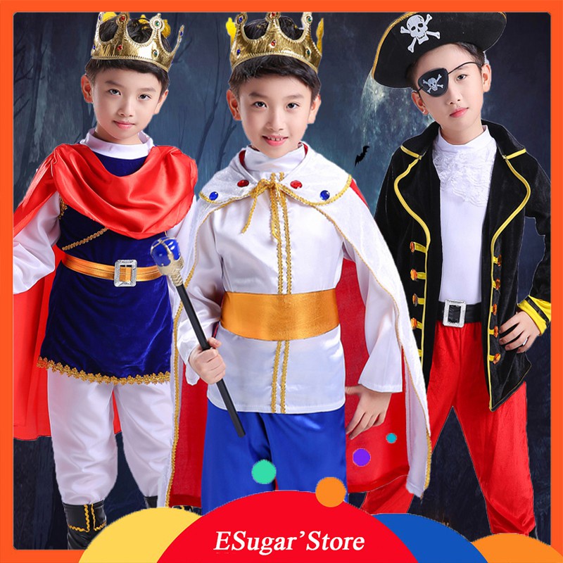 Kids Boys Prince Costume for Children Halloween Cosplay The King Pirate ...