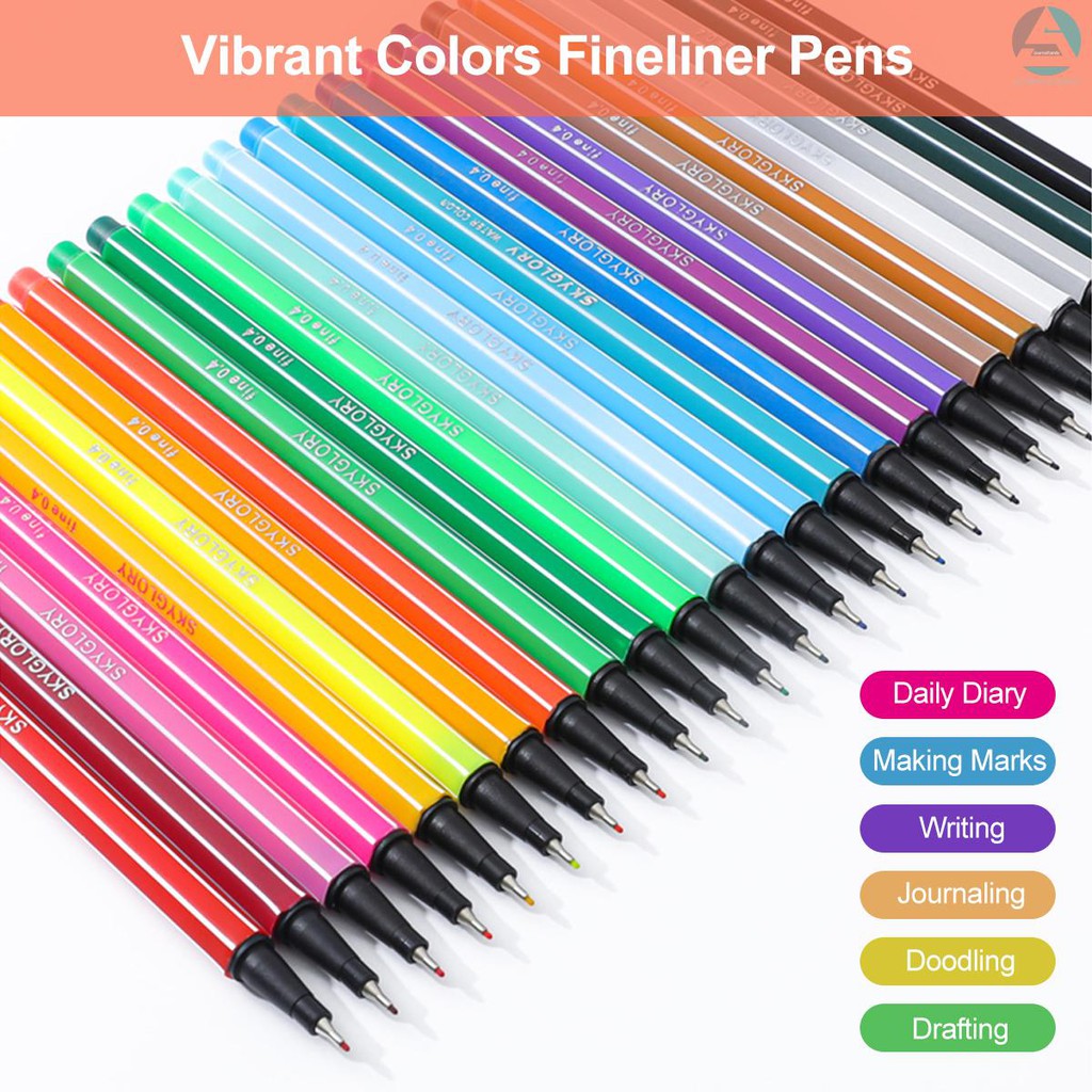 ☀[ready stock]☀SKYGLORY 24 Colors Fineliner Pens 0.4mm Fine Tip Marker ...