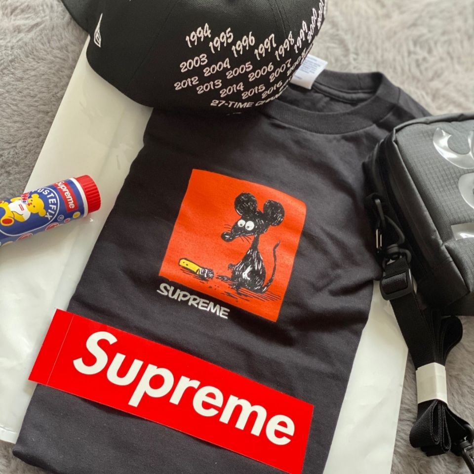 SUPREMESUPREME แขนสั้น۩ผ้าฝ้าย 100% Supreme Supreme 21SS Mouse เสื้อยืด ...