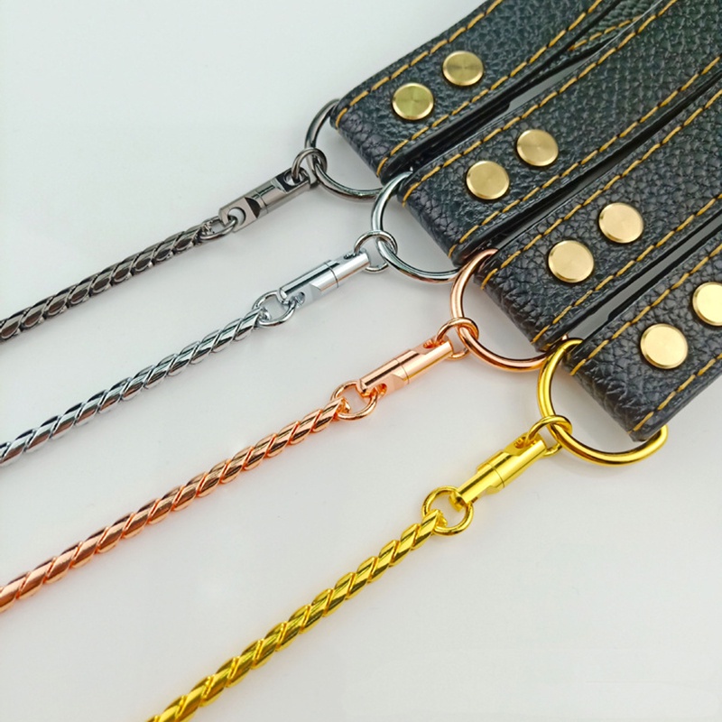 w2IN1 Dog Chain Collar Leash 304 Stainless Steel Dog Metal Collar Choke ...