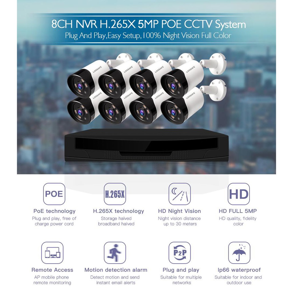 Audio Video 5MP HD POE CCTV Camera Package NVR Kits 8CH 5MP POE NVR ...