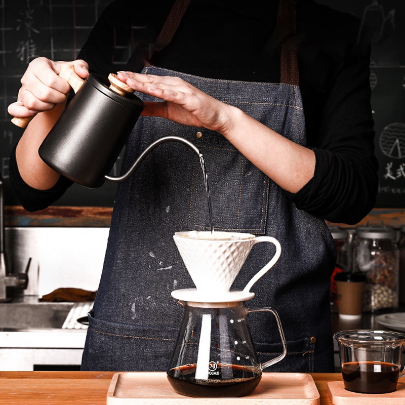 600Ml Drip Coffee Pot Drip Kettle Stainless Steel Handle Long Gooseneck ...