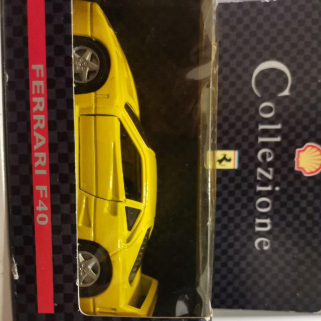 [USED] 1:36 Yellow Ferrari F40 Diecast Car Model SHELL COLLEZIONE ...