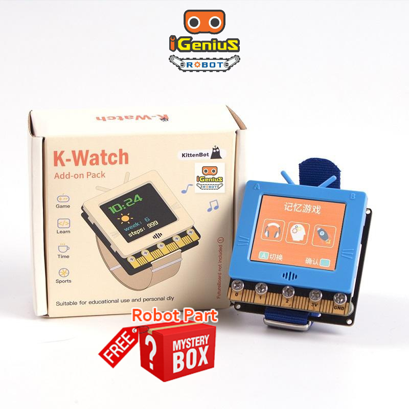 ฟรีของแถม ชุดคิทเขียนโปรแกรมทรงนาฬิกาพร้อม Futureboard หน้าจอสี TFT Kittenbot K-Watch Education ...