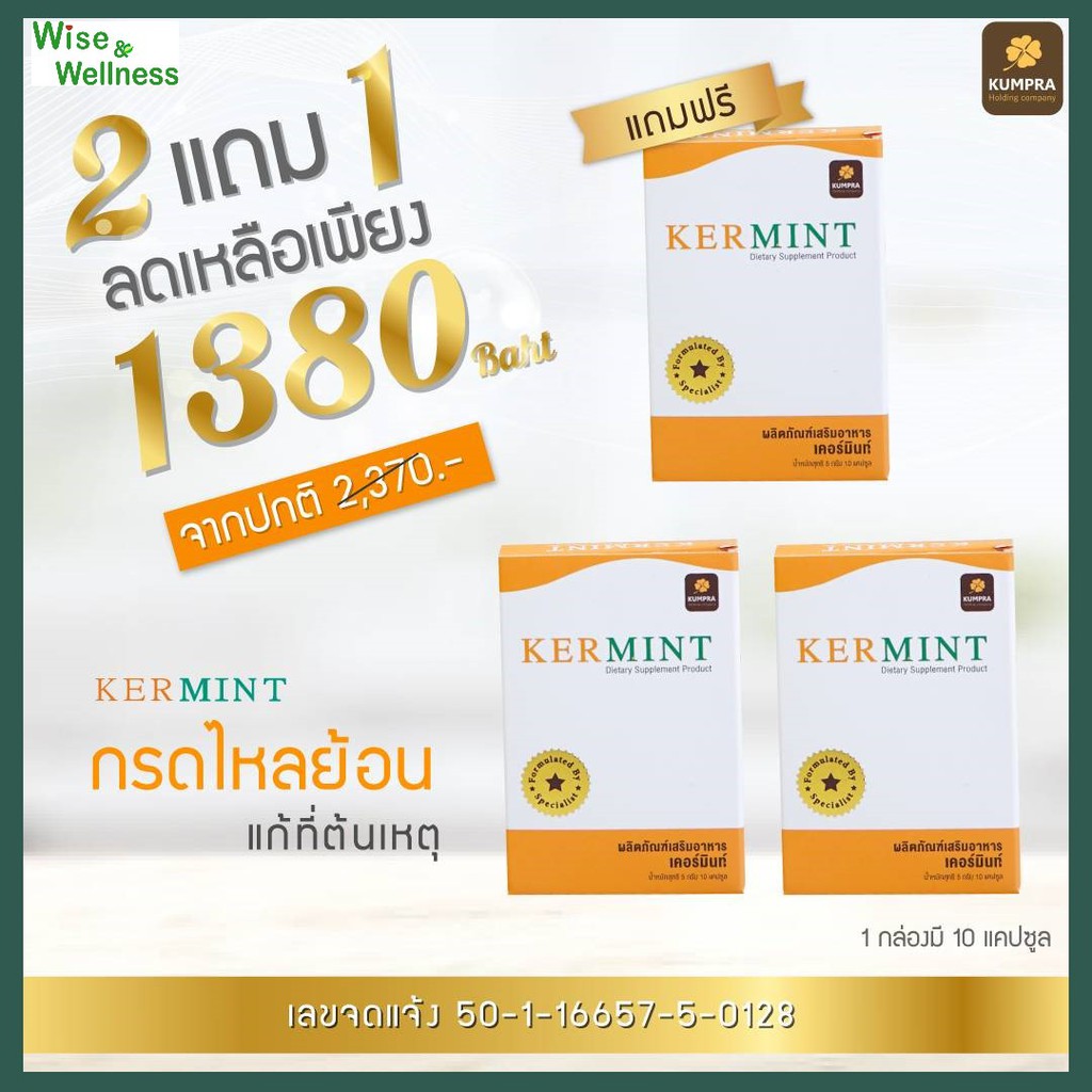 เคอร์มินท์ KERMINT เพื่อกรดไหลย้อน จุก เสียด ของแท้ ส่งฟรี ซื้อ 2 กล่อง ...