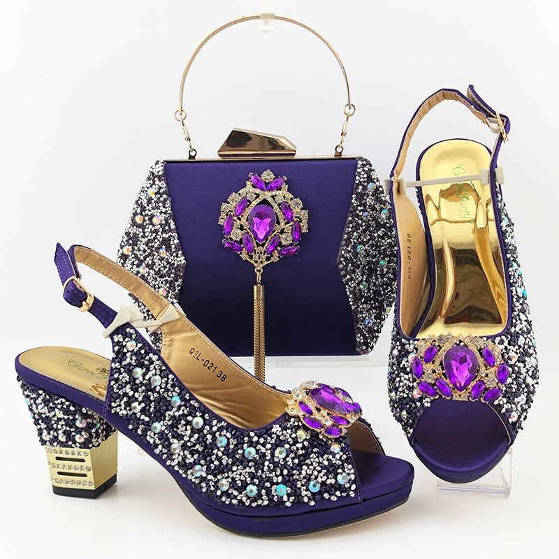 Nigerian Woman Sandals Shoes With Purse Set Italian Mature High Heels ...