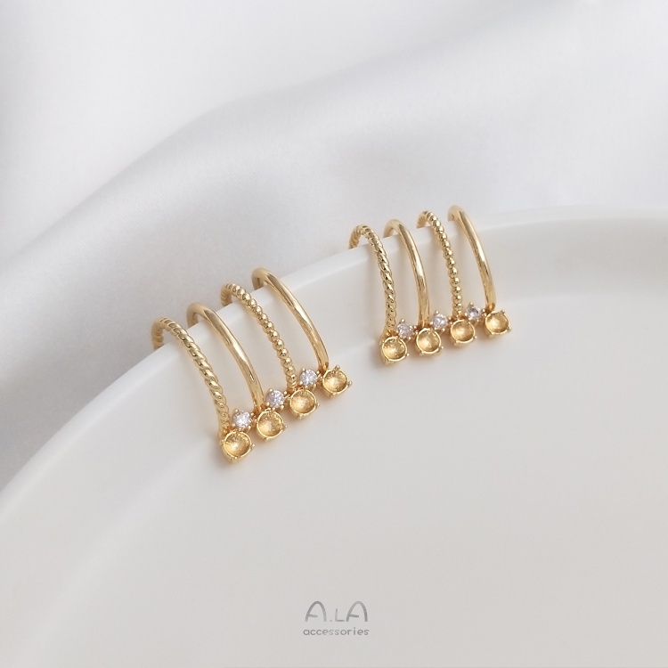 เครื่องประดับ DIYคลิปหนีบหู ประดับลูกปัดคริสตัล ไข่มุก สีทอง 14k DIYต่างหูเครื่องประดับต่างหู ...