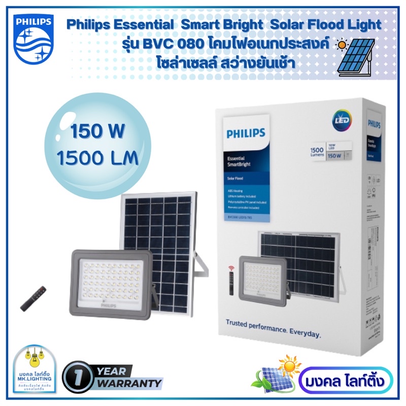 Philips Essential SmartBright Solar Flood Light BVC080 1500lm โคมไฟ ...