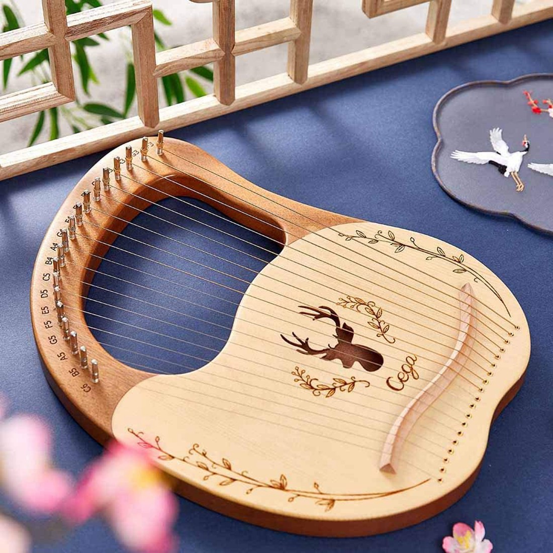 Cega Lyre Harp , 19 สายสตริงไม้เนื้อแข็งเหมาะกับการพกพา Lyre 19 ...