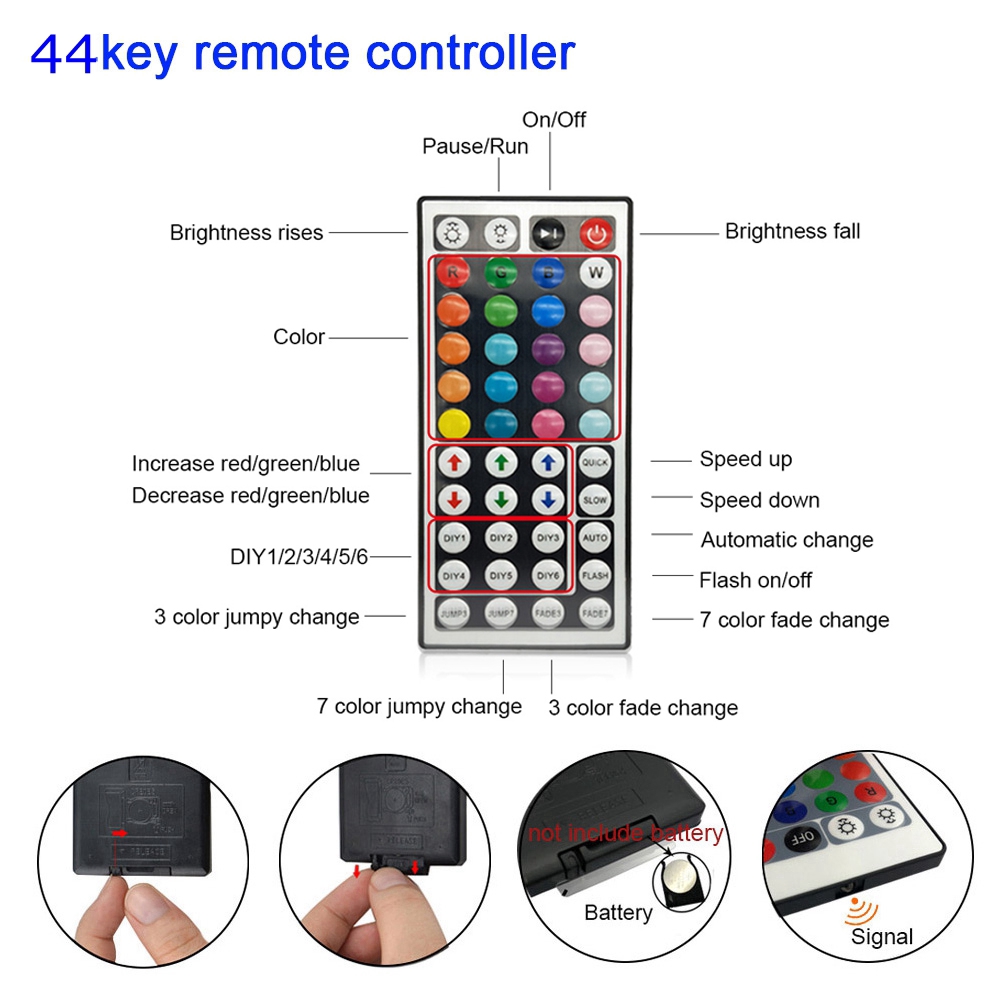 รีโมทควบคุม ir 44 keys 12v 5050 rgb led strip 10 เมตรสําหรับตกแต่งสวน ...