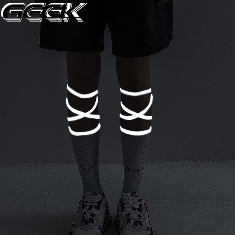 Women Socks Fluorescent Straps Socks Reflective Cross Personality Sexy ...