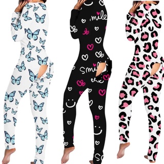【New】2022 Women Onesies With Butt Flap For Adults Sexy Sleepwear Romper ...