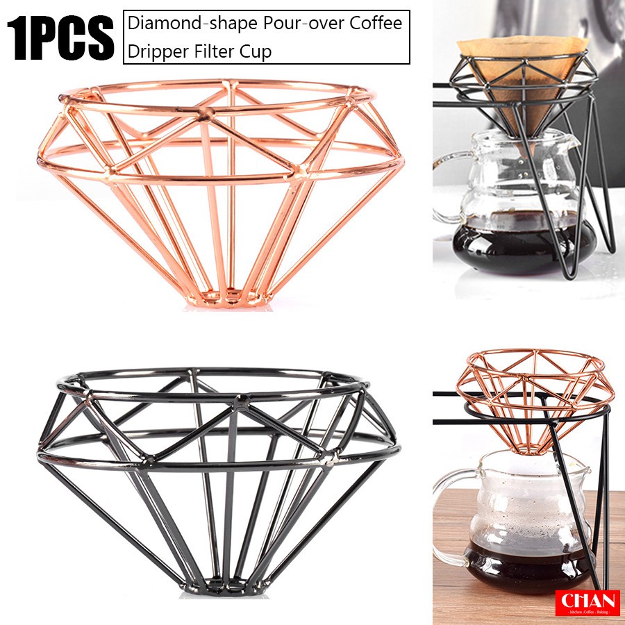 Japanese Diamond-shape Stainless Steel V60 Coffee Dripper Filter Cup ...