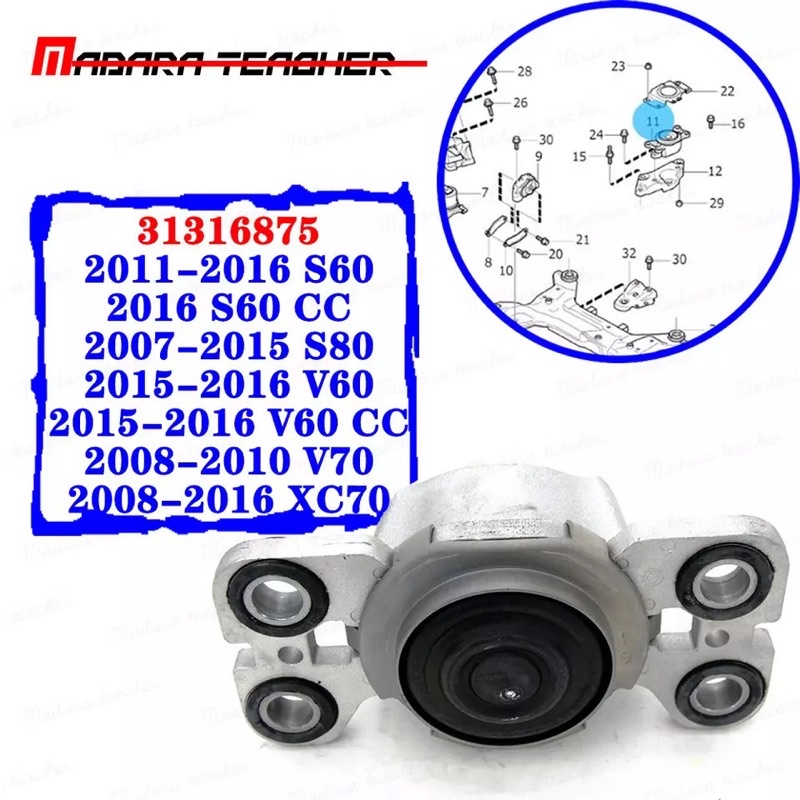 AK96 Left Driver Motor Engine Front Mount Parts For Volvo S80 S60 V70 ...