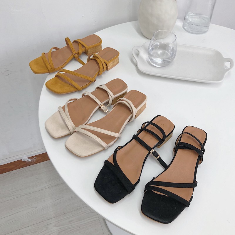 Chic word sandals female fairy wind with 2020 summer new Korean version ...