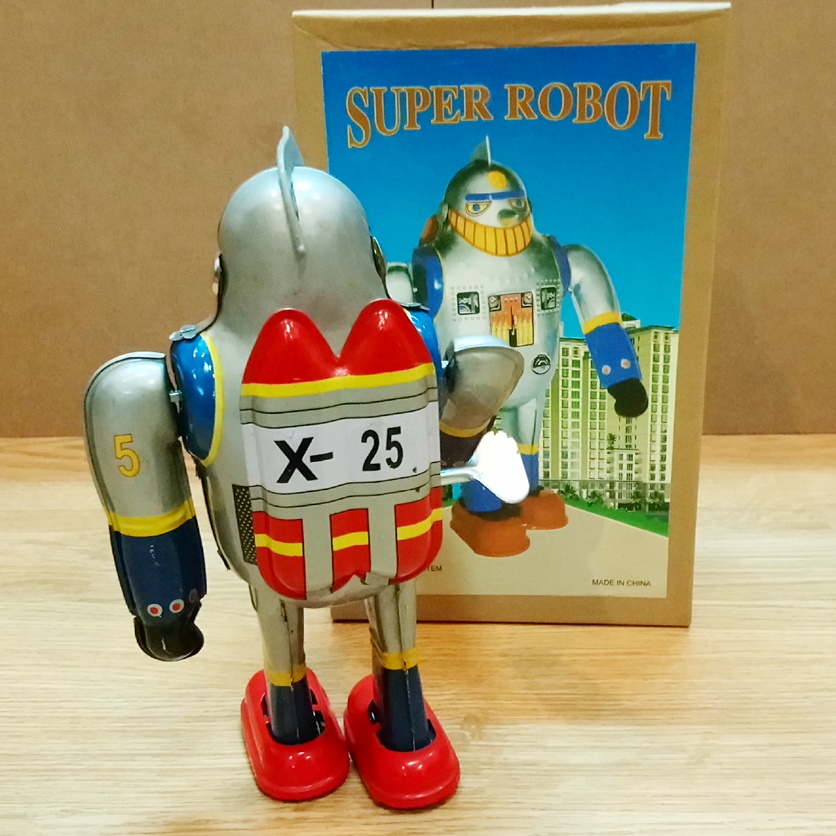 หุ่นไขลาน สังกะสี Litho Tin Toys ทินทอย Super Robot X-25 18ซม. งานจีน ...