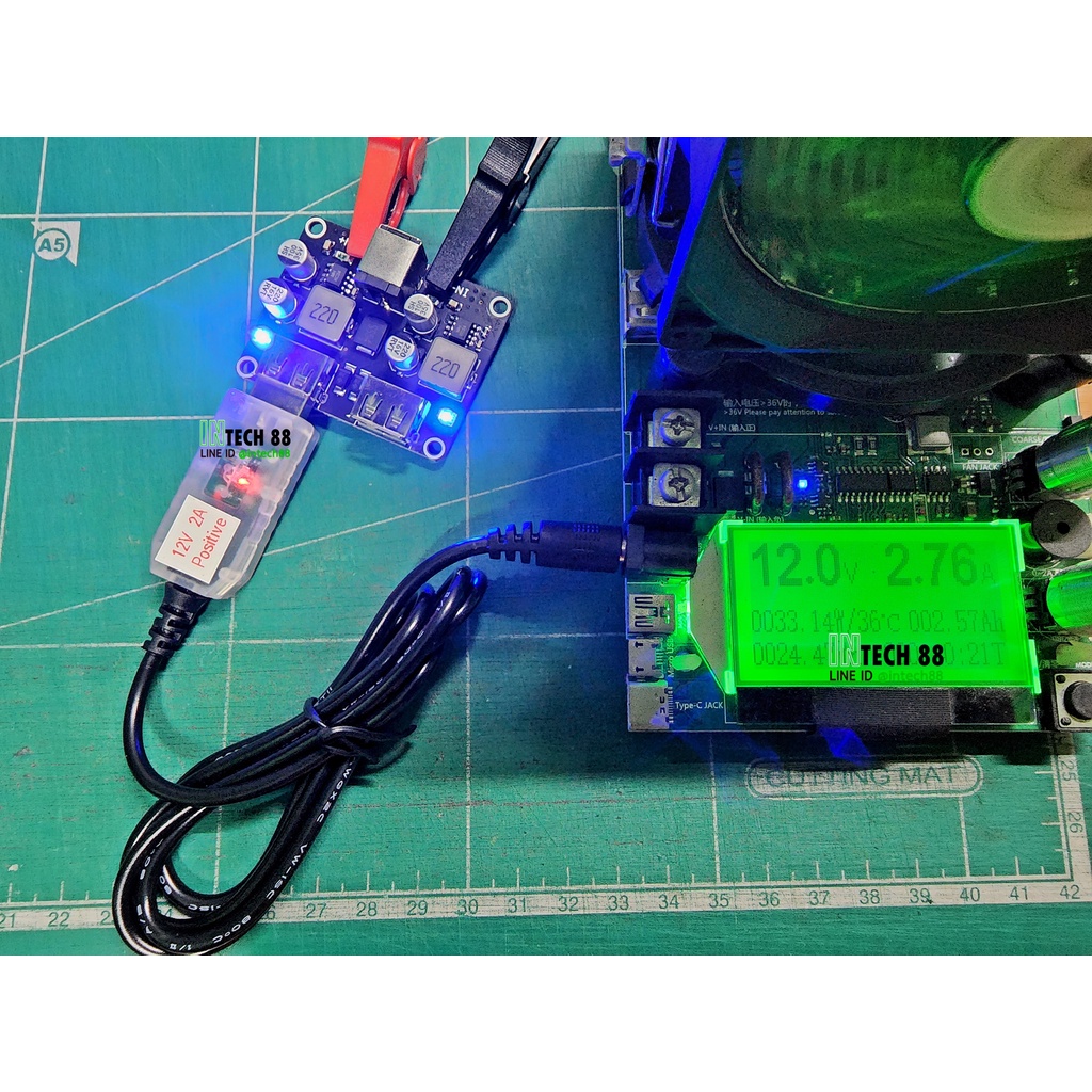 สาย USB QC to 12V 9v 20V 2-2.5A (USB QC 2.0 3.0 30W max) Jack 5.5x2.1mm ...
