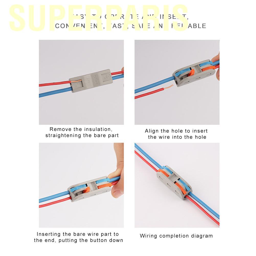 Superparis 10PCS PCT2-2 Color Button Wire Connector 2-in-2-out Quick ...
