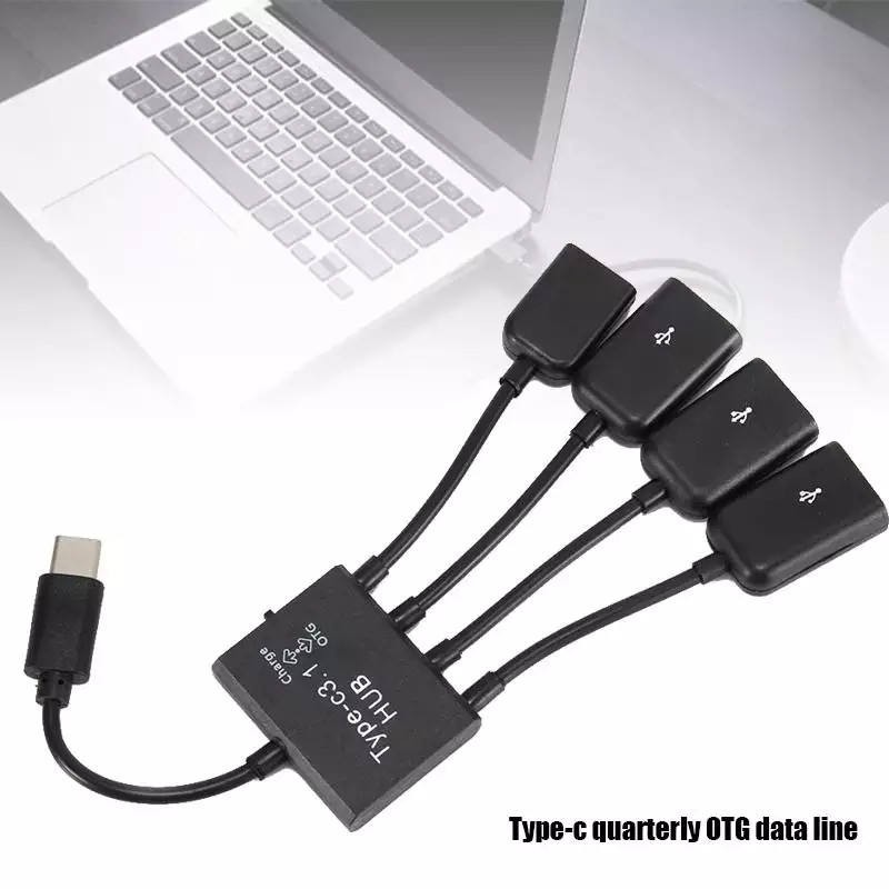 สายแปลง Type c usb OTG 4 in 1 hub แบบมีไฟเลี้ยงด้วย Type C OTG Hub ...