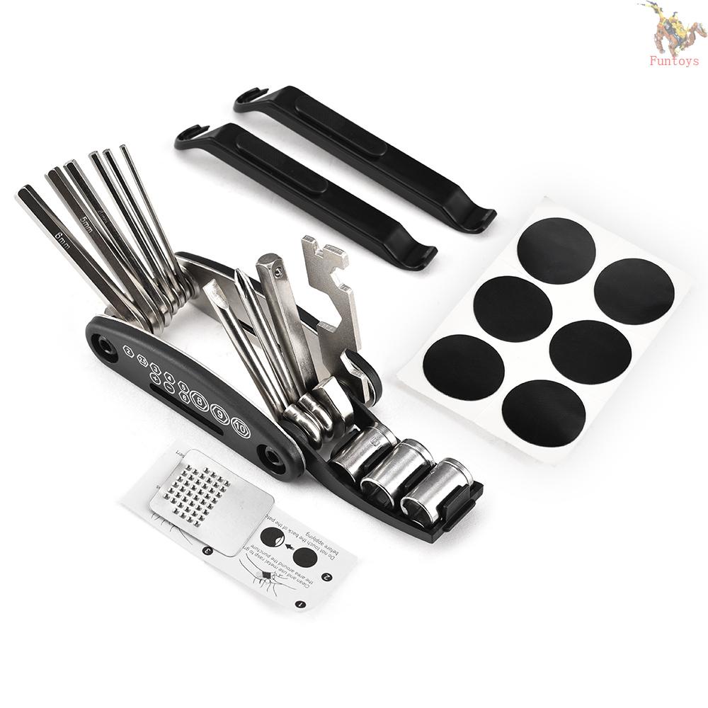 FUN.T Bicycle Repair Tool Kit 16 in 1 Multifunction Bike Fix Tools with ...