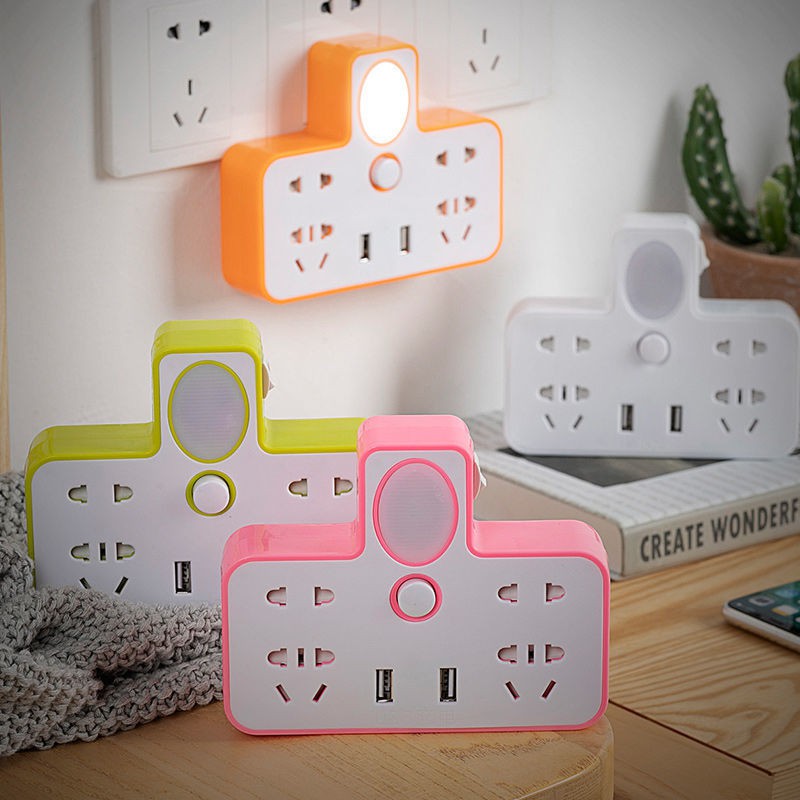 Multi-function converter, one-turn multi-socket with night light strip ...