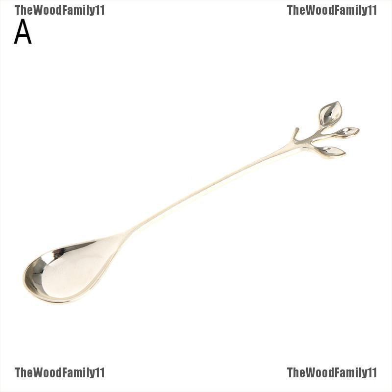 TWF 1pc Alloy Coffee Spoon or fork Retro Leaves Handle Tea Spoon Kitchen Measuring T ...