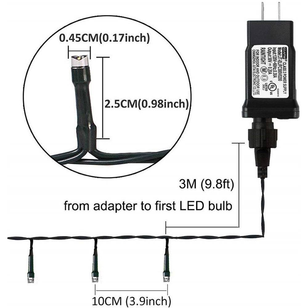 10M 20M 30M 50M 100M 24V Safe Voltage Green Cable LED String lights ...