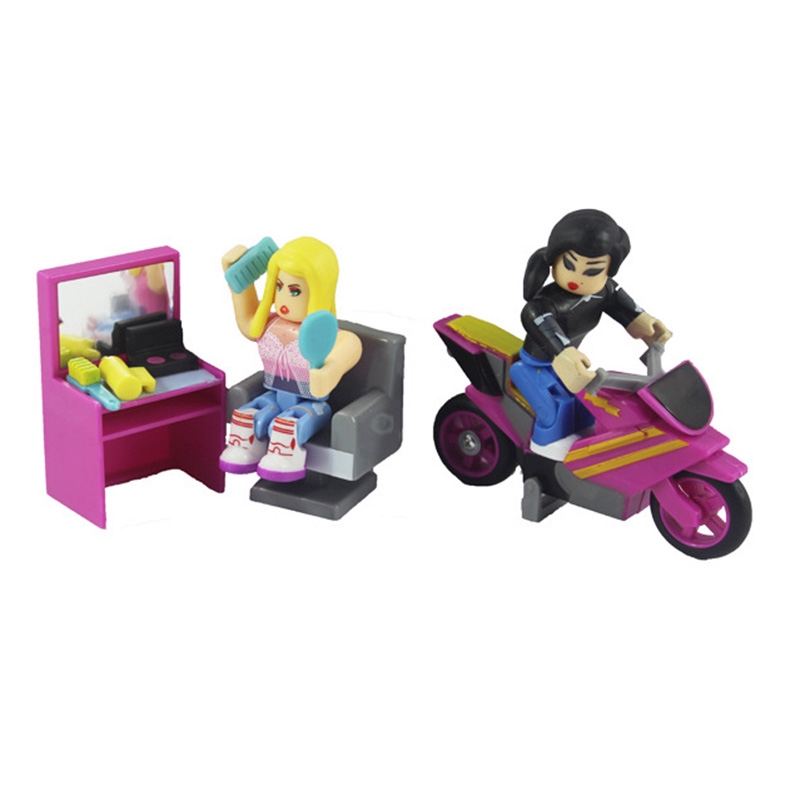 Cartoon Roblox Building Blocks 4 Figures + Wepons Salon Playset Dolls ...