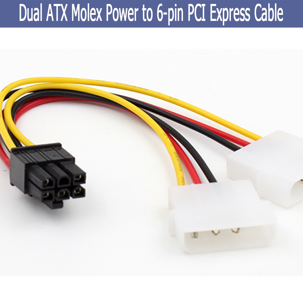 PCIE IDE สายวีดีโอ Molex Power Dual 4 เข้า 6 พิน PCI Express PCIE ...