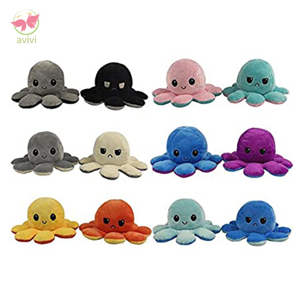Cute Octopus Plush Toys Double-sided Flip Octopus Soft Reversible ...