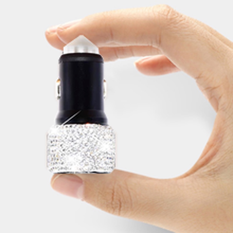 Bling USB Car Charger 5V 2.1A Dual Port Fast Adapter with Type C Micro ...