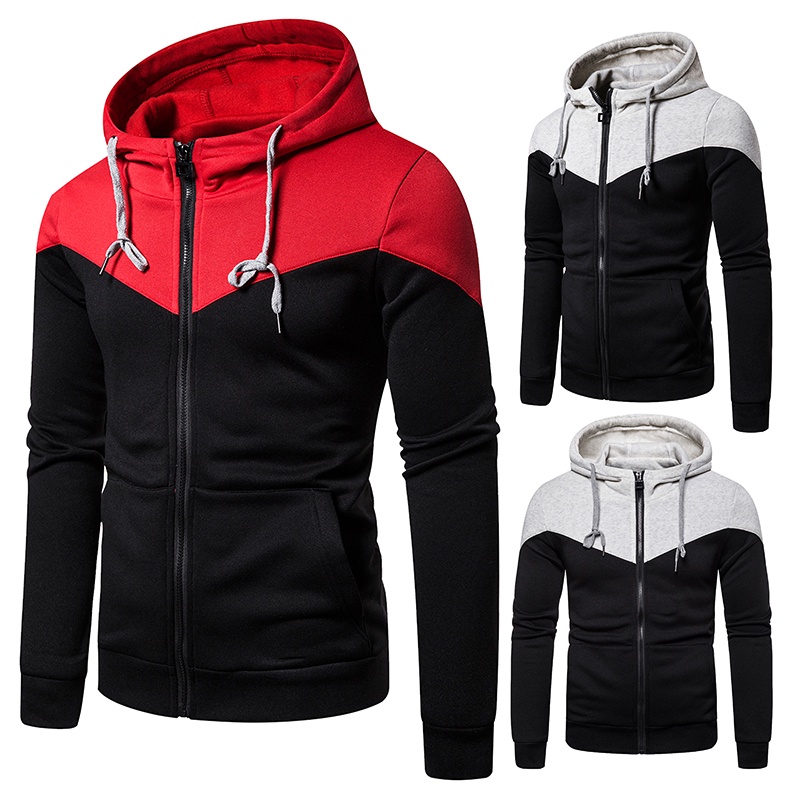 ☂ Men Streetwear Two color stitching Splice Hoodies Streetwear Fashion ...