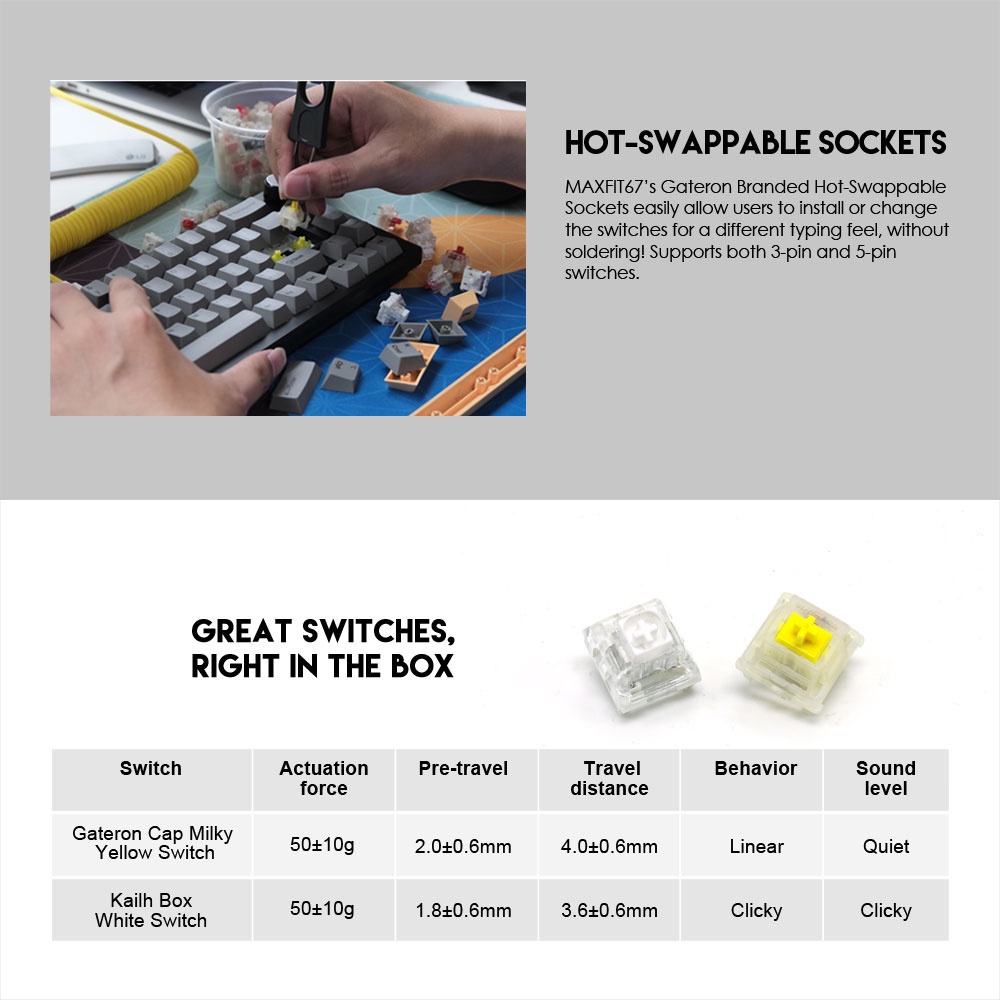 FANTECH MK858 TKL 67 KEY KEYBOARD MECHANICAL คีย์บอร์ดปรับแต่งได้ แป้นพิมพ์ถอดเปลี่ยนสวิทช์ได้ ...