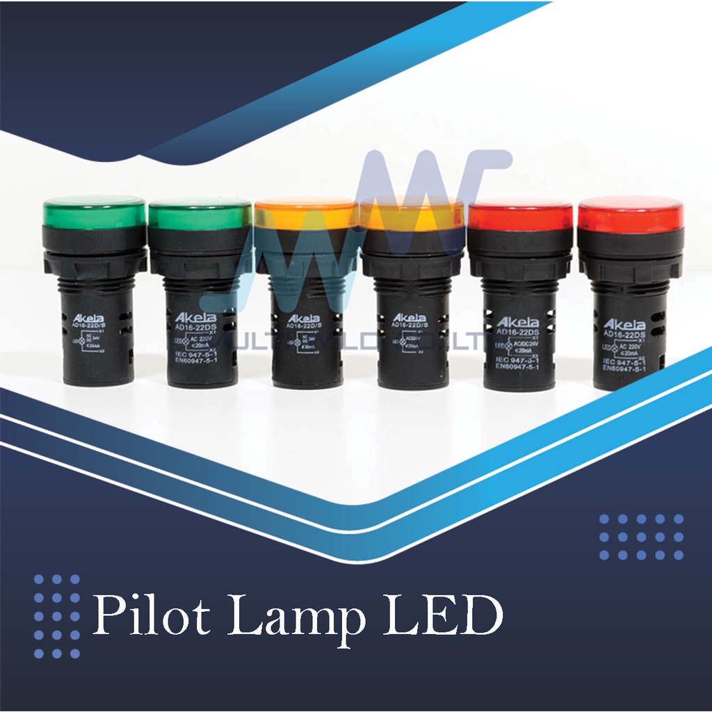 Pilot Lamp LED 24V AC/DC AD16-22D/S (Akela) R/Y/G ไพล็อตเเลมป์ ขนาด ...