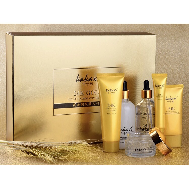 kakaxi 24k GOLD ชุด 6 ชิ้น เซ็ตบำรุงหน้า ไฮยาเข้มข้น เซรั่ม น้ำตบ ให้ ...