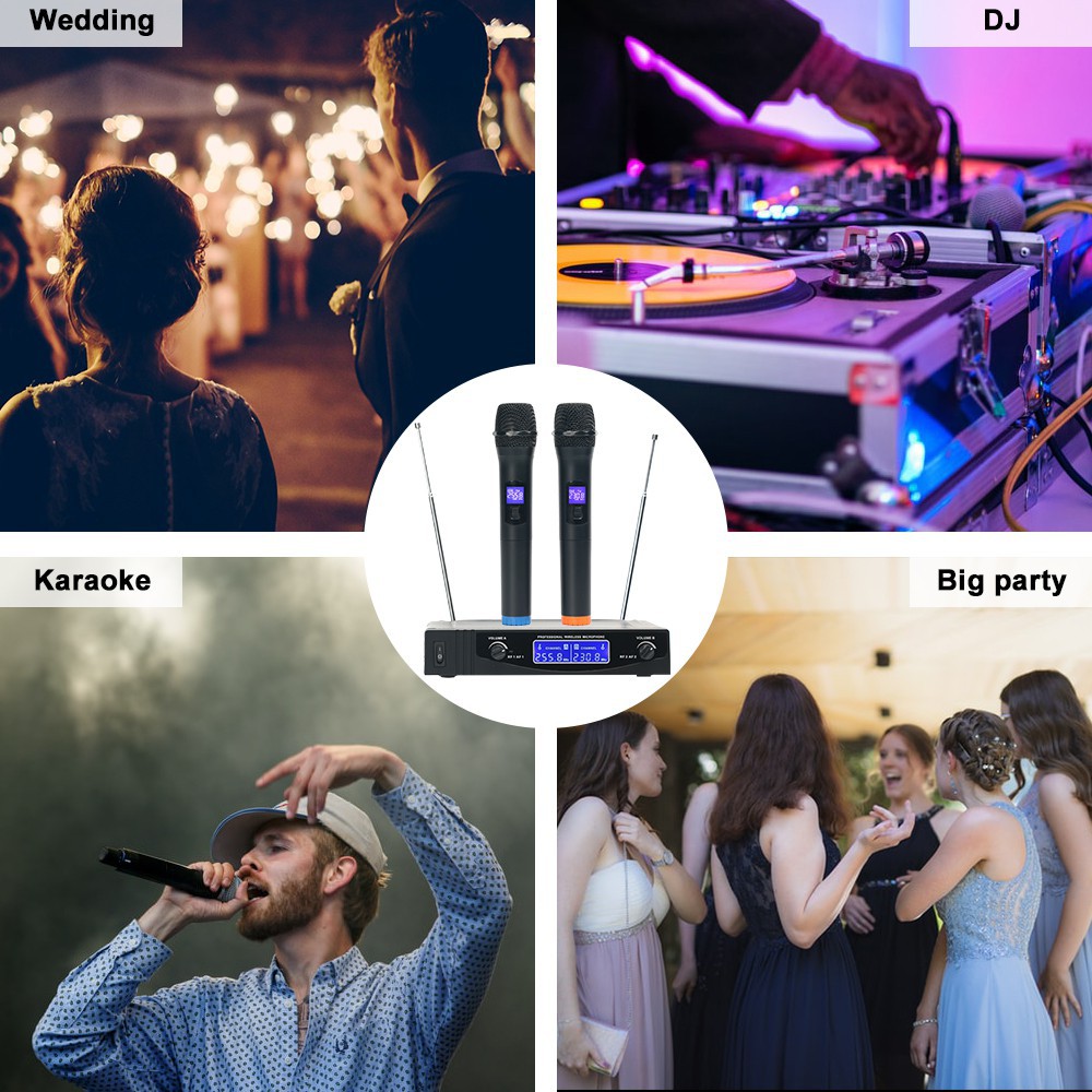 Bomge Vhf Frequencies 2 ช่องสัญญาณไมโครโฟนไร้สาย - bomge.th - ThaiPick