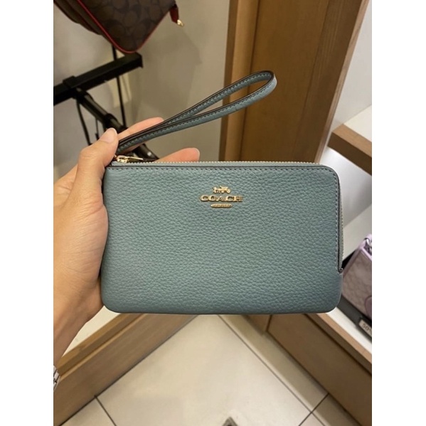 พร้อมส่ง แท้ New Coach คล้องมือ 2 ซิป S DOUBLE CORNER ZIP WRISTLET ...