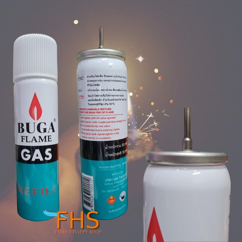 แก๊สไฟแช๊ค BUGA FLAME GAS บรรจุ 1 กระป๋อง แก๊สไฟแช๊ค ขนาดพกพา น้ำหนัก ...