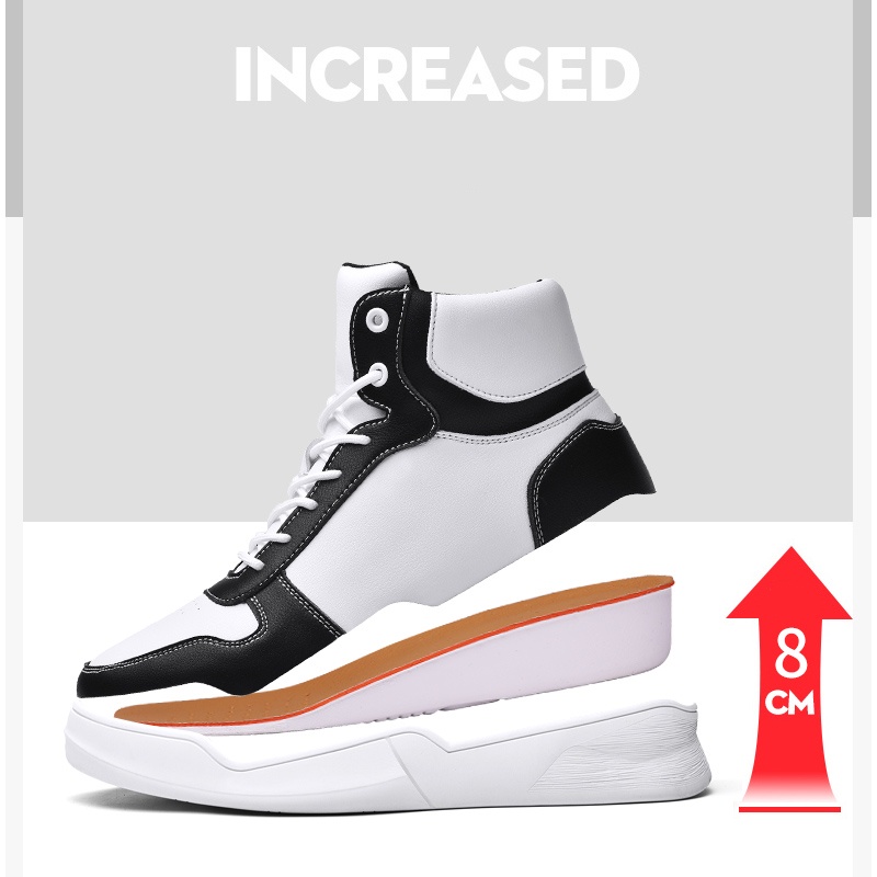 8cm Elevator Shoes Men Casual Shoes Leather Height Increase Mens Trendy ...